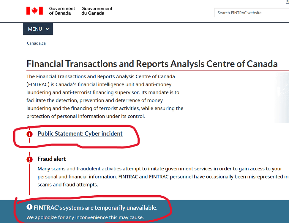 (FINTRAC) is Canada's financial intelligence unit OFFLINE! - Giza Community