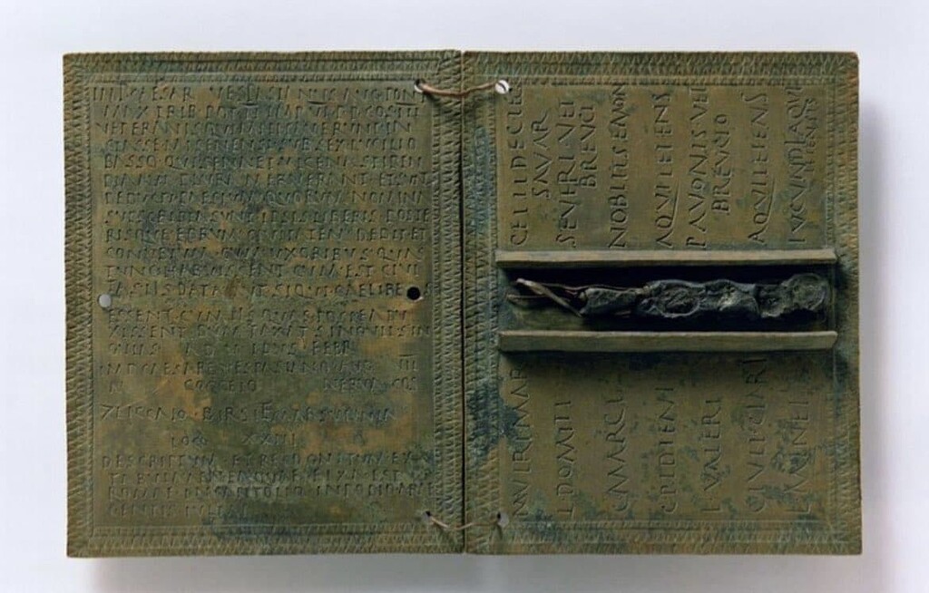 This Roman military diploma was dredged from a river in Croatia in 1997 ...